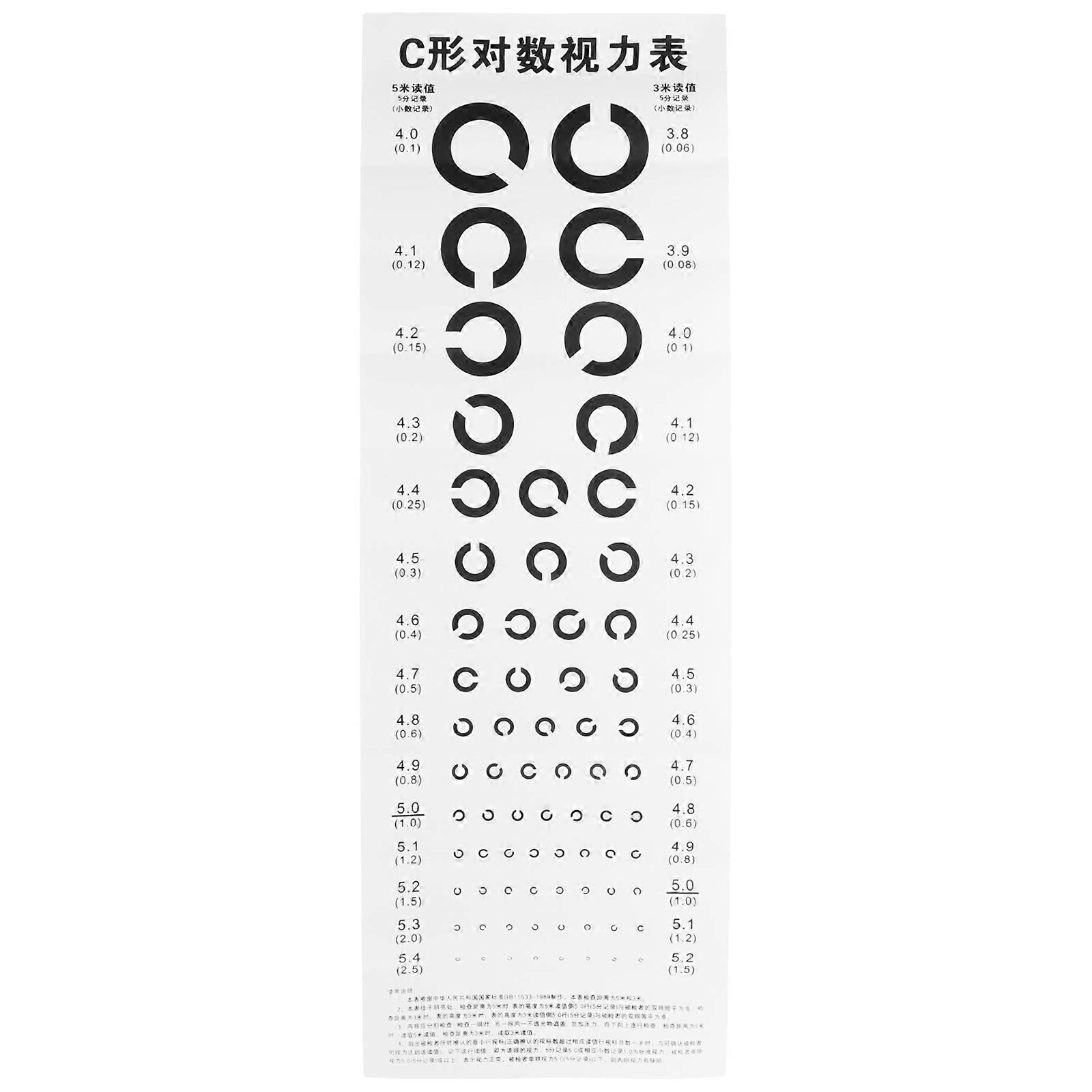 Colored Contacts Lenses Test Chart Plastic Eye Chart Snellen Chart Eye ...