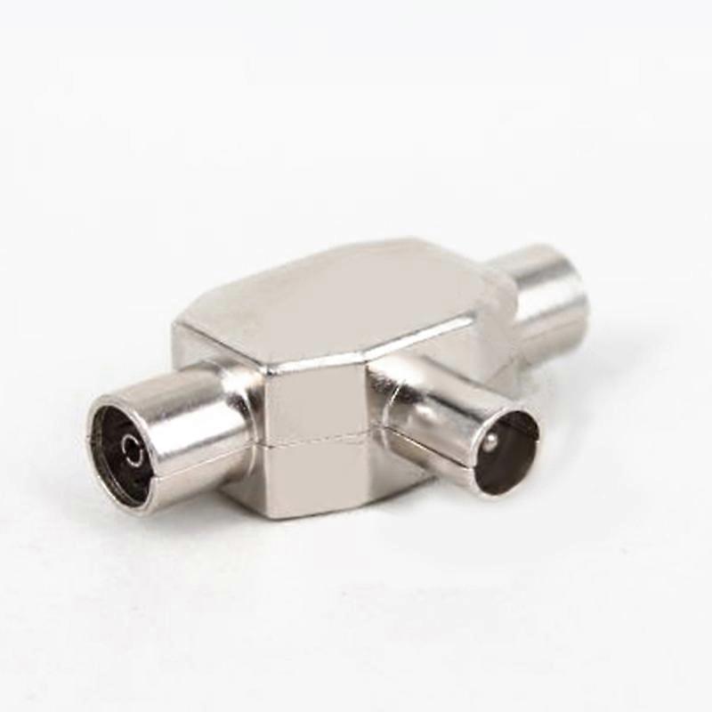 2 Way TV Television Aerial T Splitter Coax Male to 2x Female Adapter ...