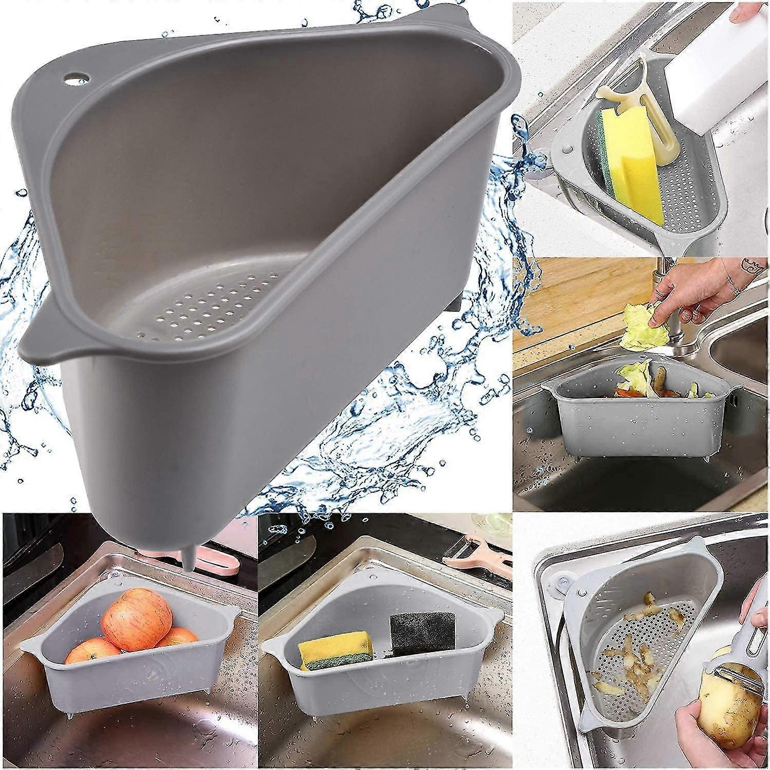 2pcs Sink Strainer Basket, Triangular Sink Drain Shelf, Triangle Sink ...