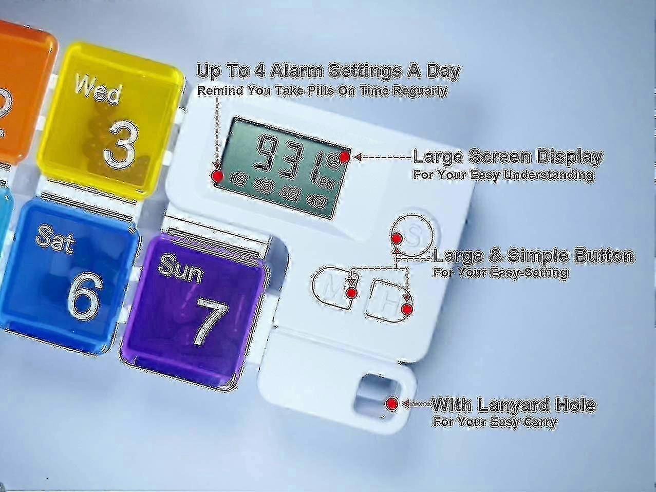 Electronic Pill Boxes Alarm 7 Compartments Automated Medication ...