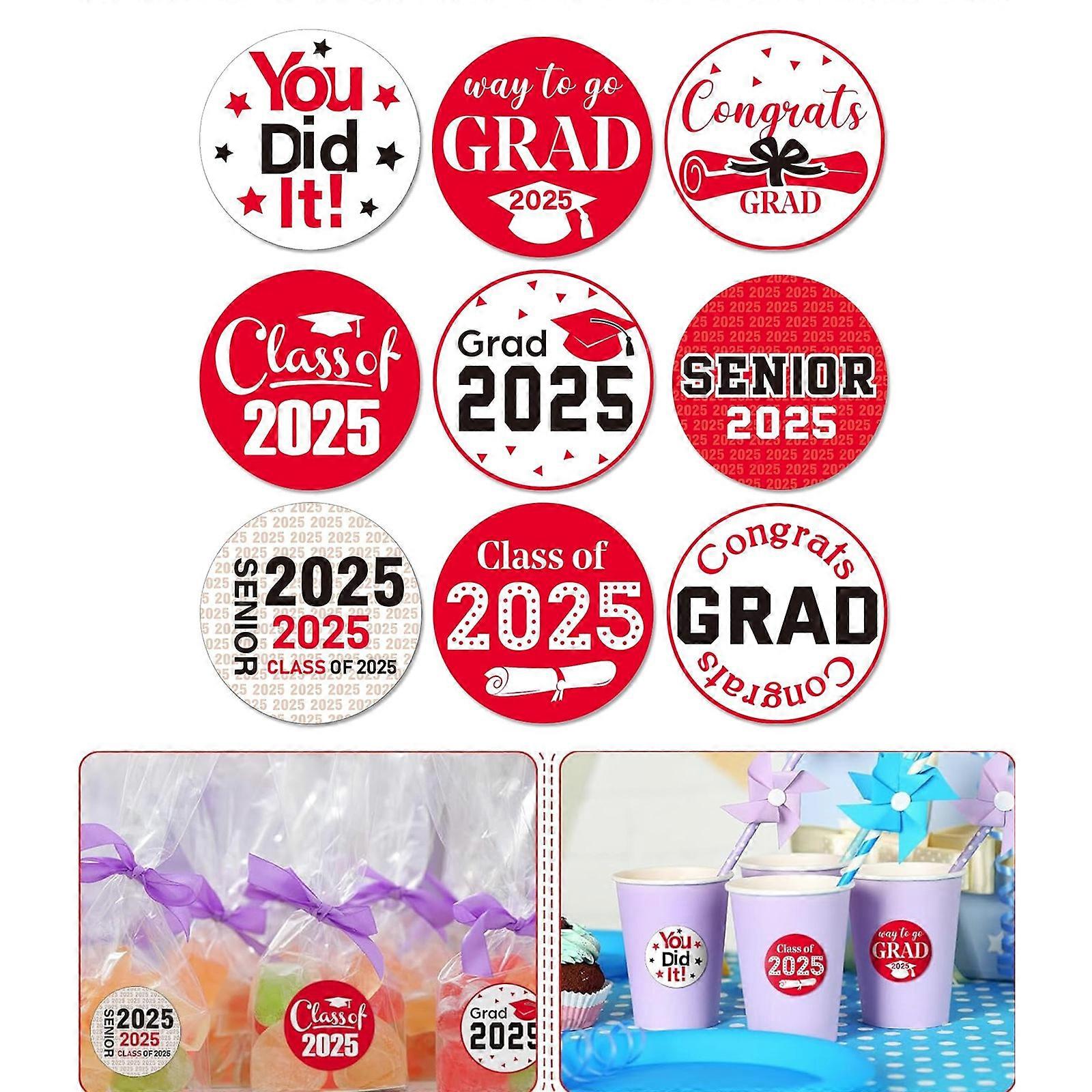 500Pcs Class of 2025 Graduation Themed Sticker 25mm Adhesive Sealing ...