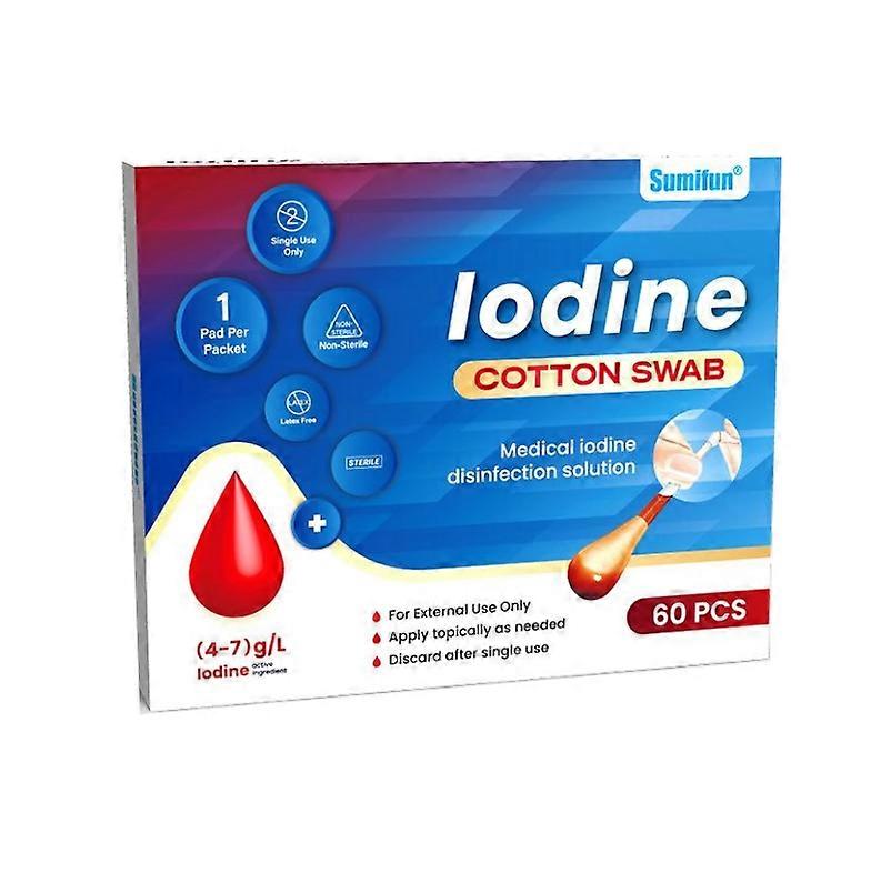 60pcs/1box Iodine Swabs Individually Wrapped Disposable, Iodophor Swabs ...