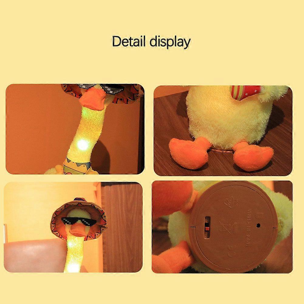 Dancing Singing Duck Plush Interactive Toy Recording Lighting Stuffed ...