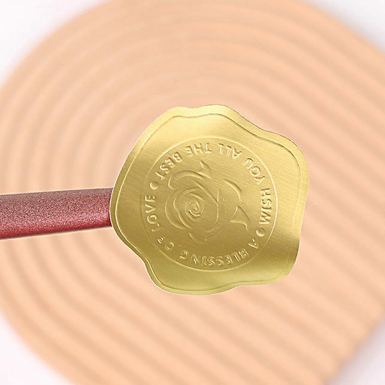 60 Pcs Gold Embossed Sticker Adhesive Embossing Decal Envelope Seal ...