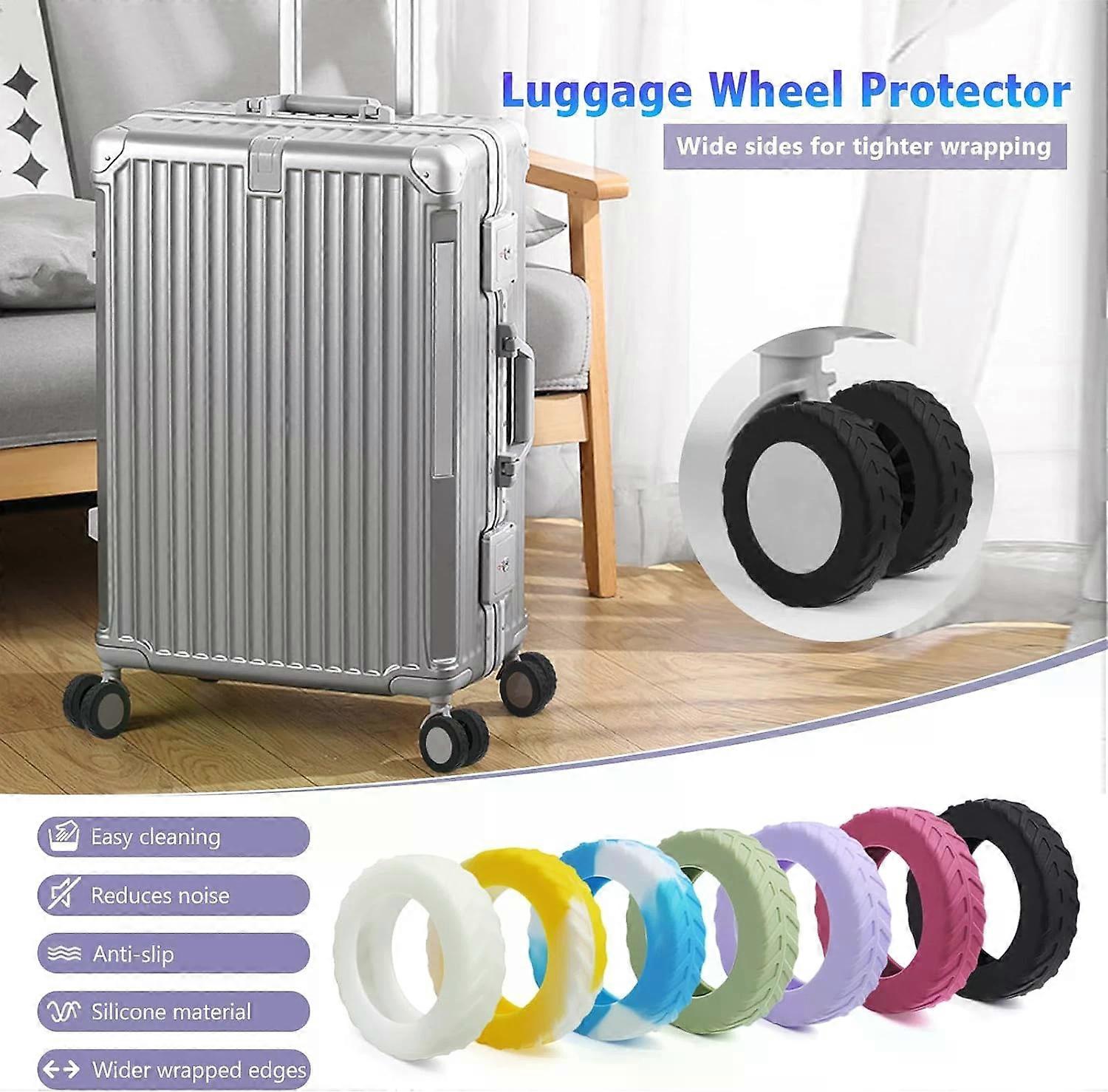 Luggage Wheel Covers, 8Pcs Silicone Suitcase Spinner Wheel Protectors ...
