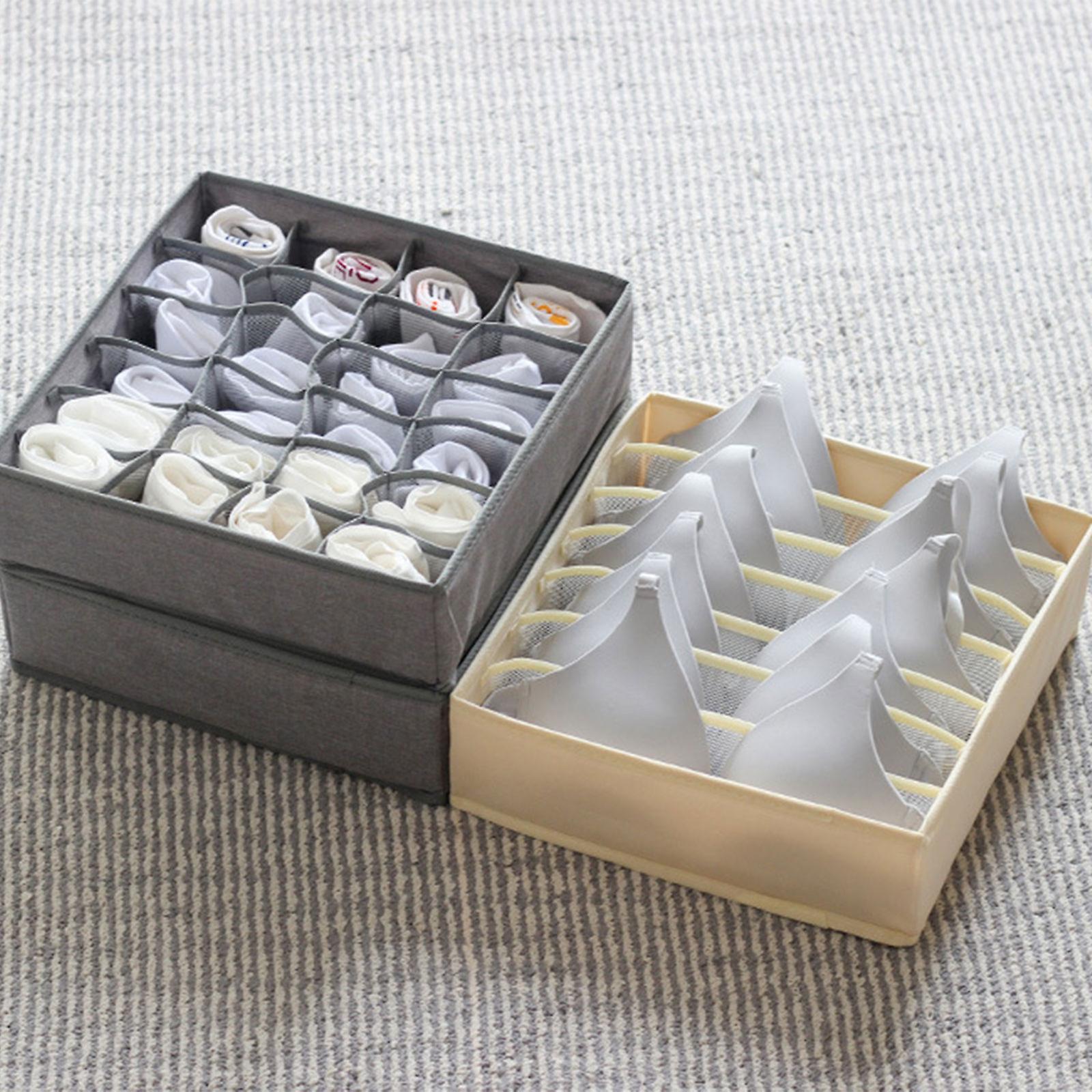 7/16/24 Grids Sock Storage Box Foldable Cabinet Drawer Organizer ...