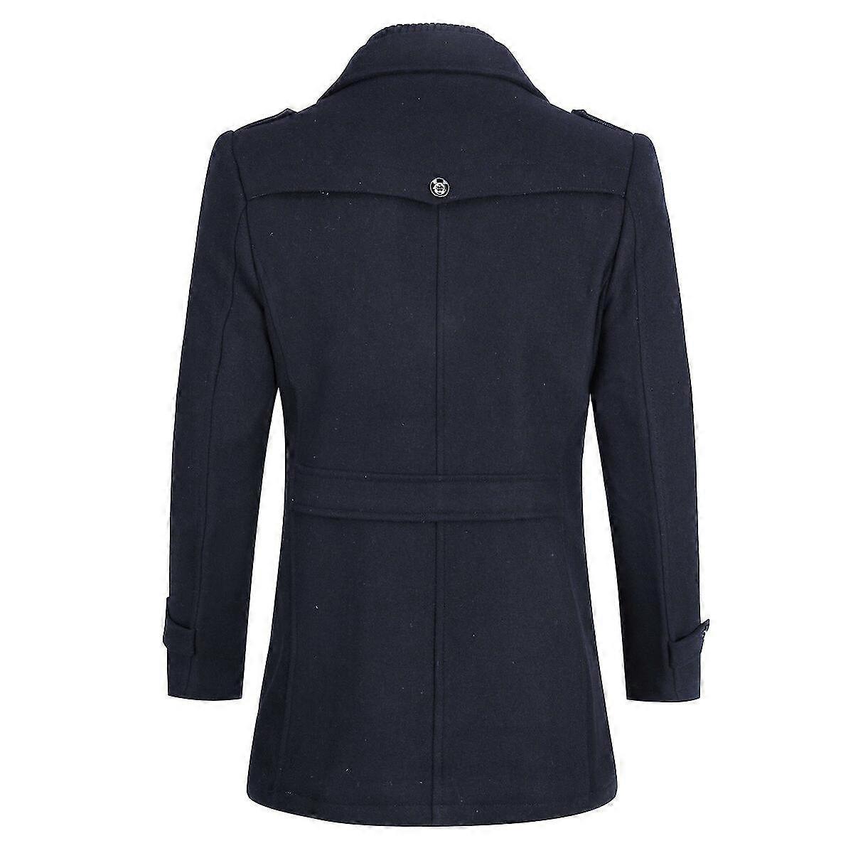 Mens Double Collar Pocket Pea Coat-qq | Fruugo UK