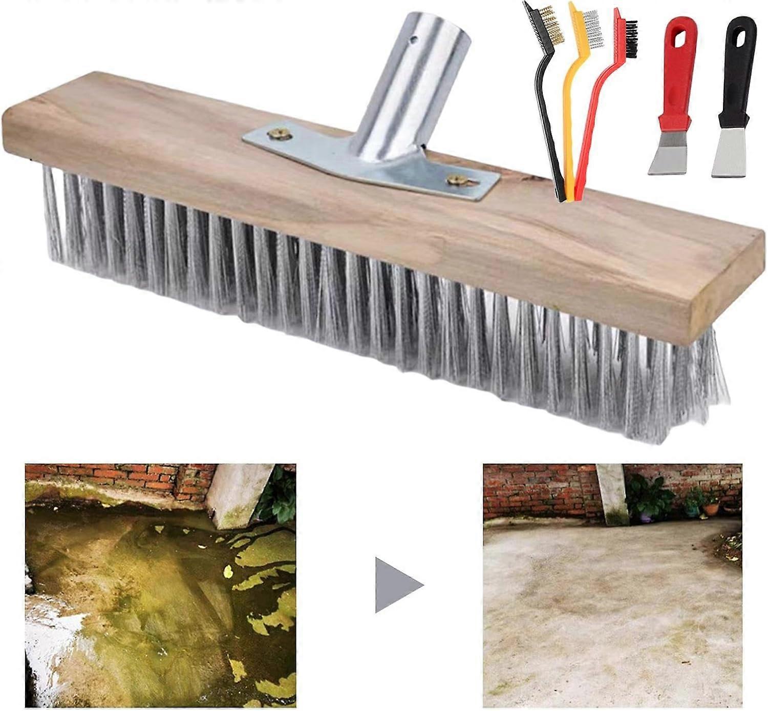 6 Piece Wire Broom Set, Metal Broom Base, Wire Broom for s and Moss ...