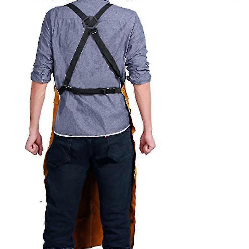 Welder Apron with Flame Retardant Heat Proof Leather Work Apron, Men's ...