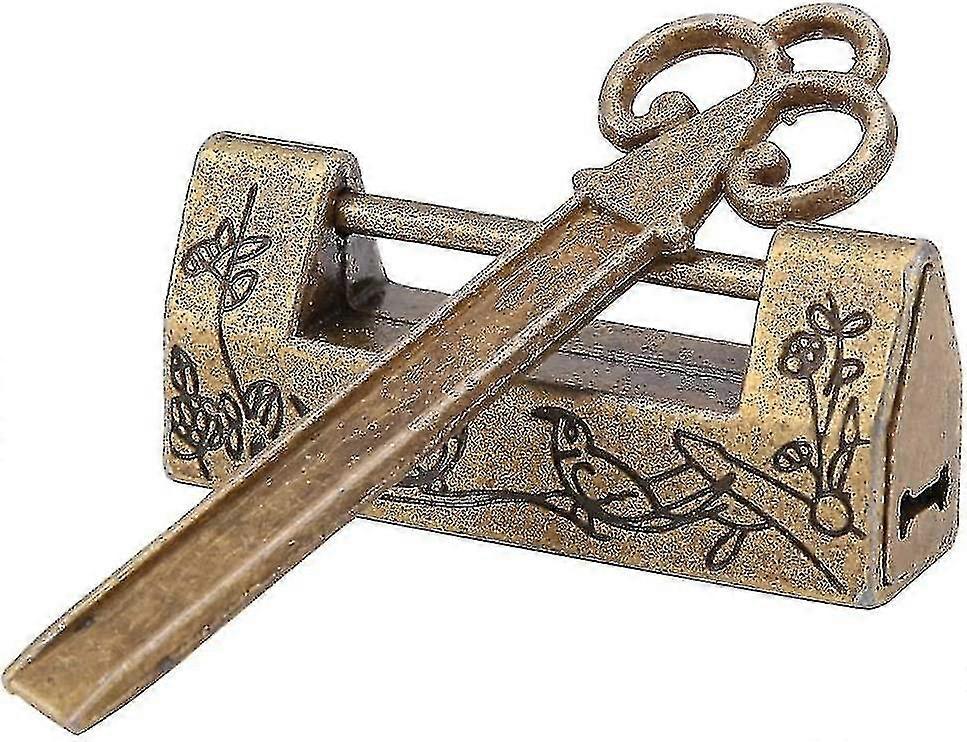 2024 Mini Antique Padlock, Two Birds Carved Lock With Key Latch Buckle ...