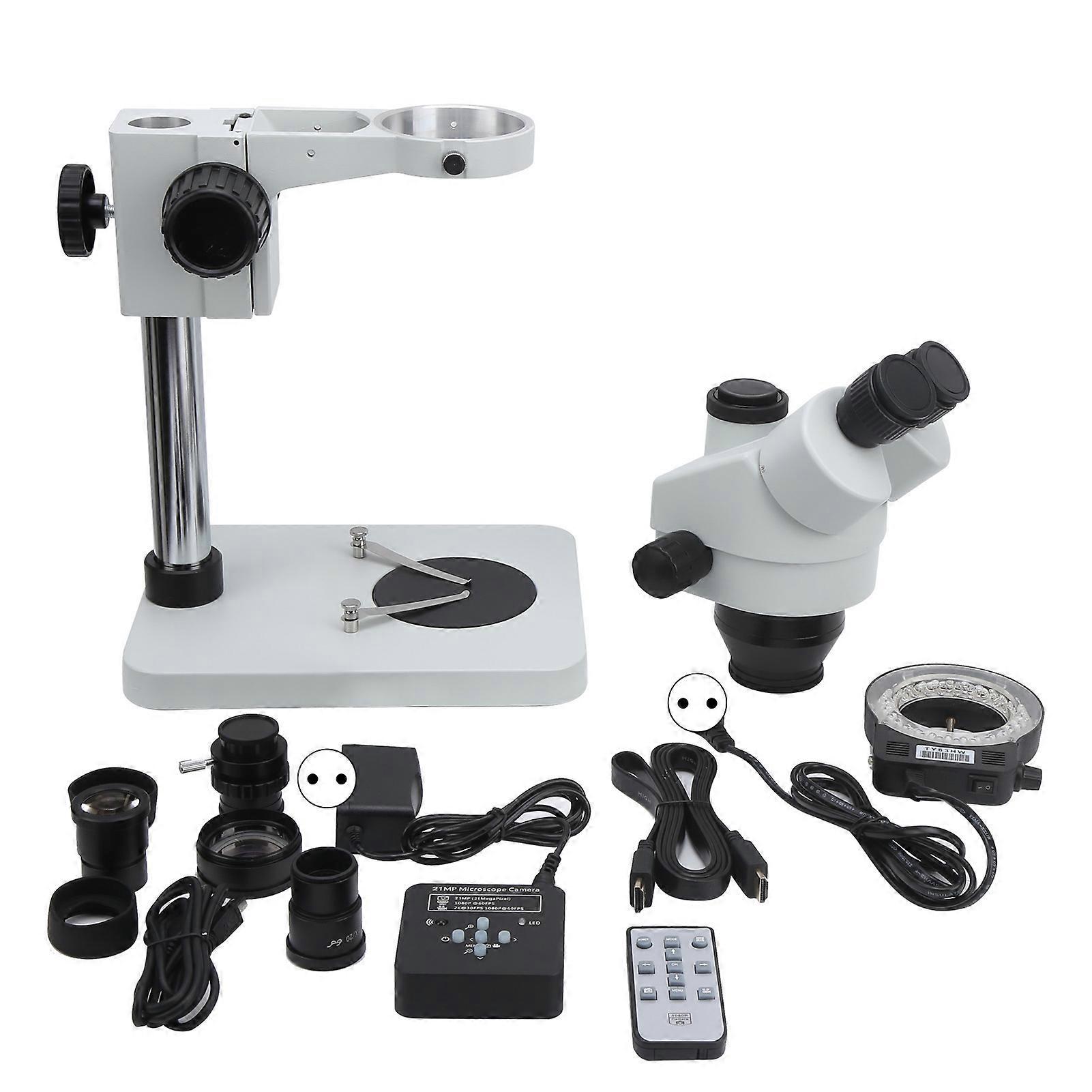 21MP 2K USB Microscope Camera 56LED Trinocular Stereo Microscope 7X-45X ...