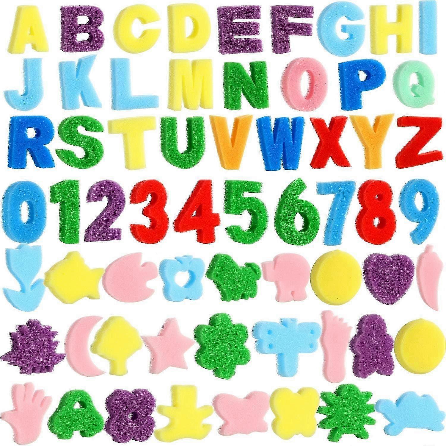 64 Pieces Sponge Painting Kit for Kids, Alphabet Numbers Animal Paint ...