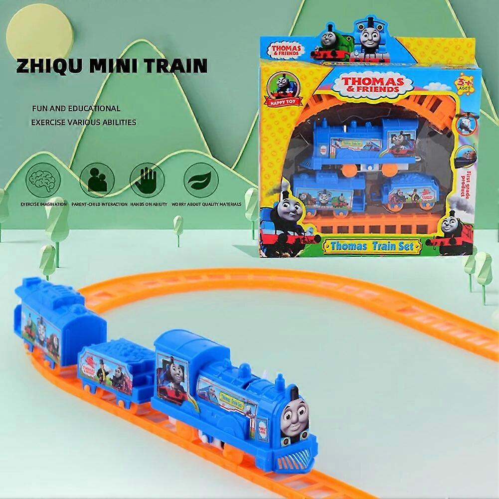 Kids DIY Electric Train Set Battery Powered Train Race Track Cartoon ...