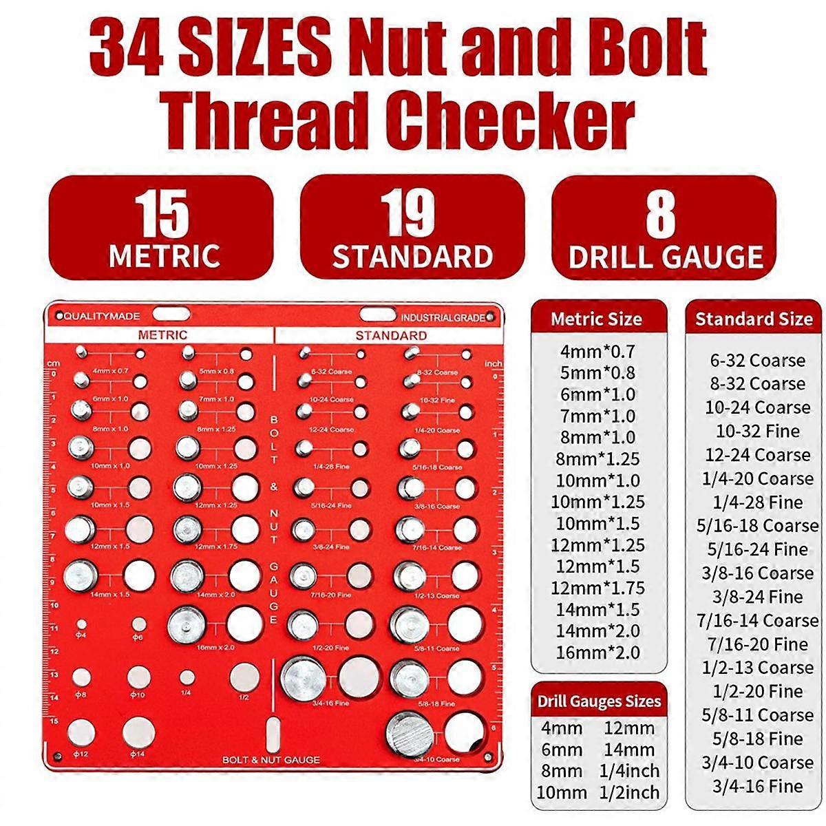 , 42 Nut and Bolt , Bolt Size and Thread Gauge, Bolt and Nut Identifier ...