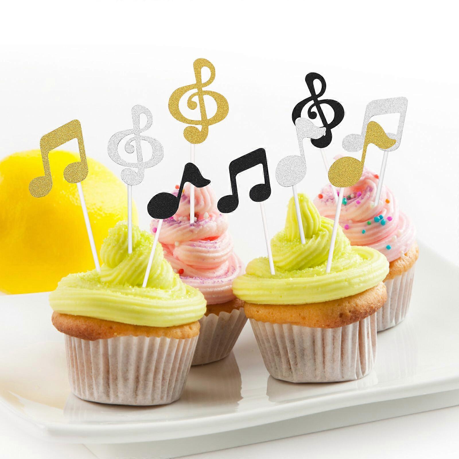 18pcs Music Notes Cake Topper Cupcake Toppers Birthday Party ...