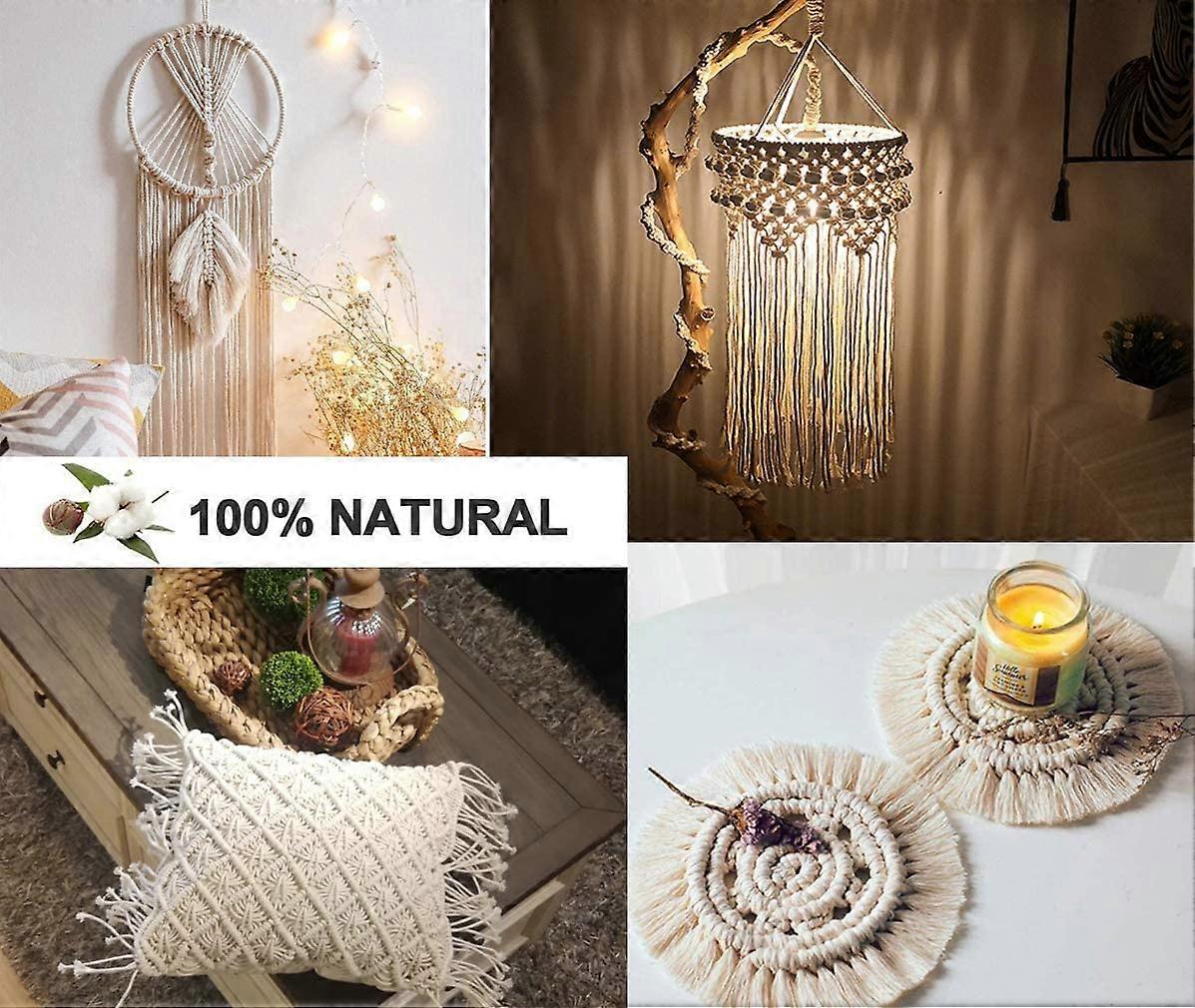 Macrame Cotton Rope 4mm, 100m Cotton Yarn,100% Natural Macrame Yarn ...