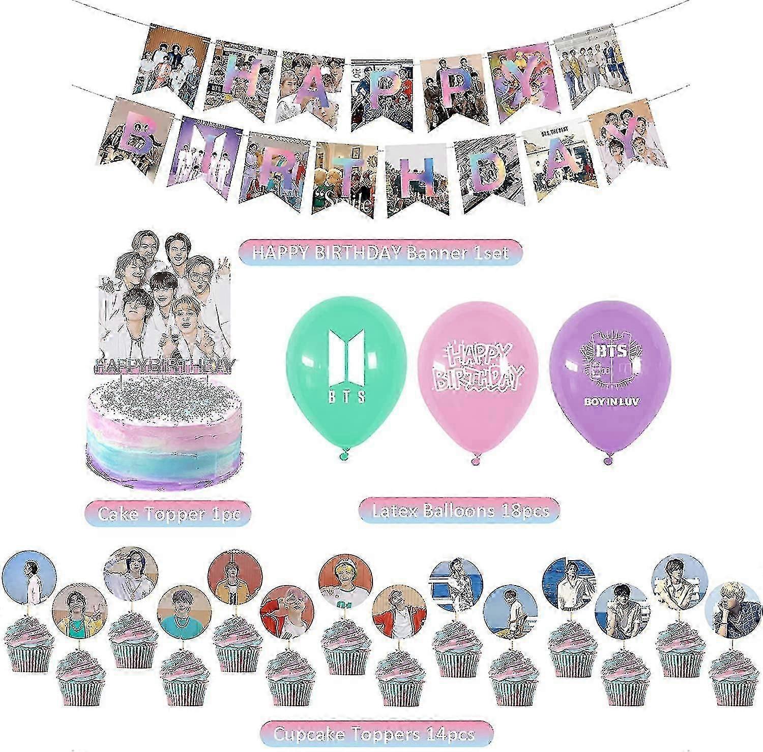 Bts Birthday Party Decorations, Kpop Birthday Supplies For Bangtan Boys ...