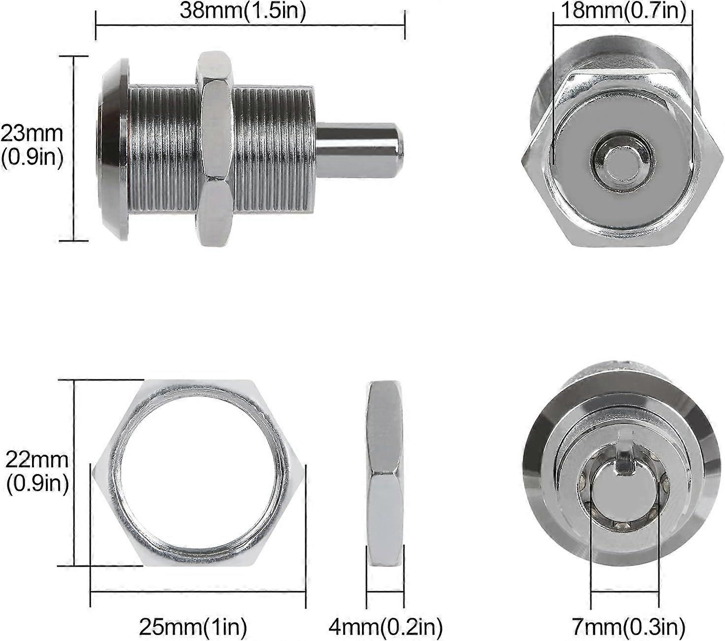 3 Pack Tubular Push Locks Keyed Alike 3/4 Inch Cylinder Push Locking ...