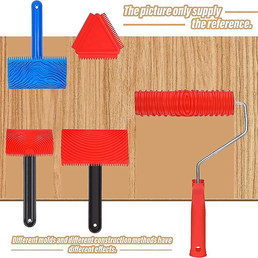 Set Of 5 Wood Graining Painting Tool Rubber Wall Texture Art Painting ...