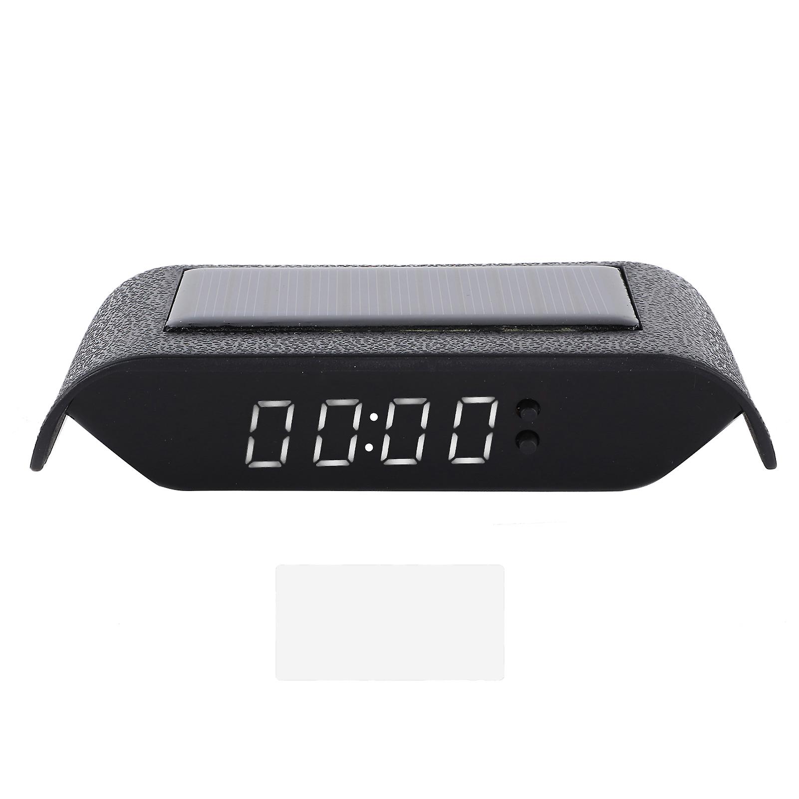 Solar-Powered LCD Car Clock - Displays Time, Date, and Temperature with ...