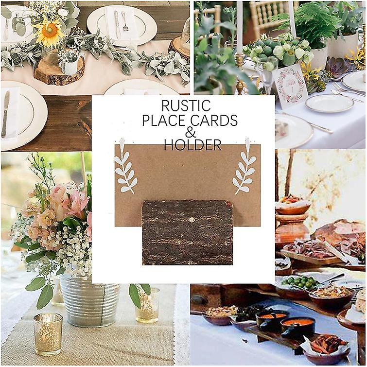 12pcs Rustic Natural Wood Place Card Holders and Kraft Table Place ...
