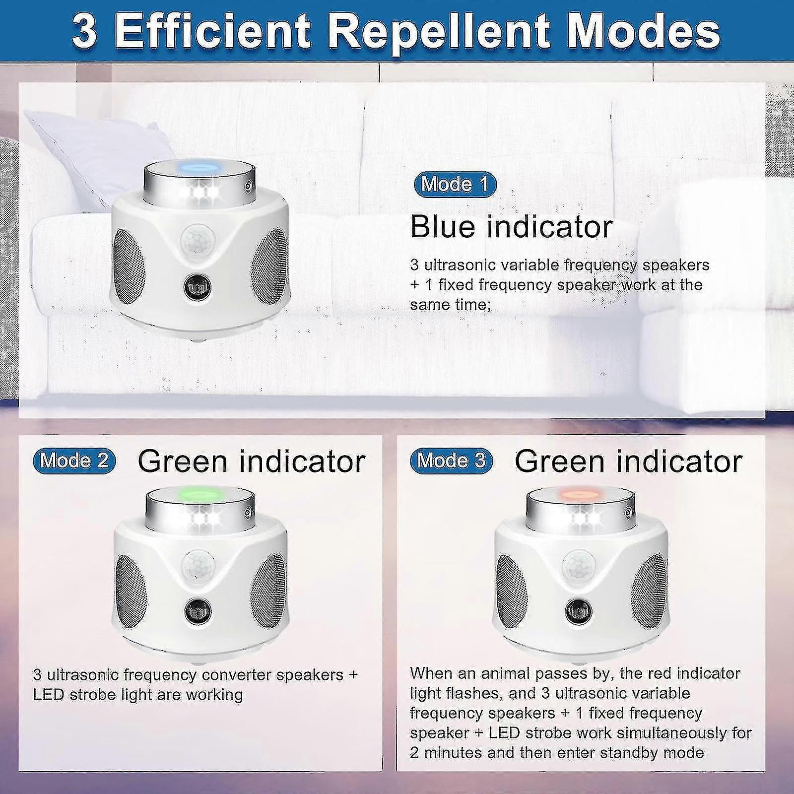 4 In 1 Rodent Repellent 360 Ultrasonic With 9 Strobe Lights And Pir ...