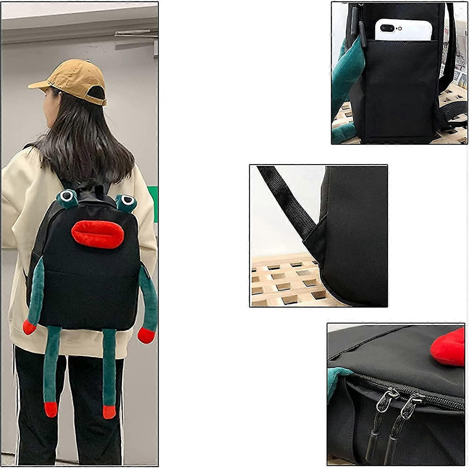 Frog Backpack, Interesting Fuzzy Backpack, 3d Funny Cartoon Schoolbag ...