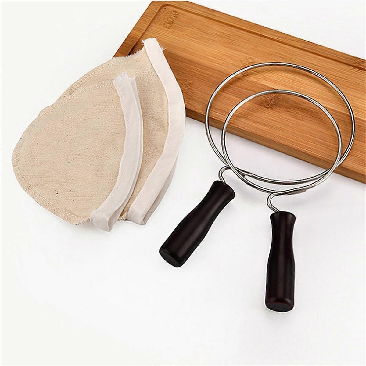 Reusable Coffee Filter Bag Stainless Steel Handle Cloth Strainer ...