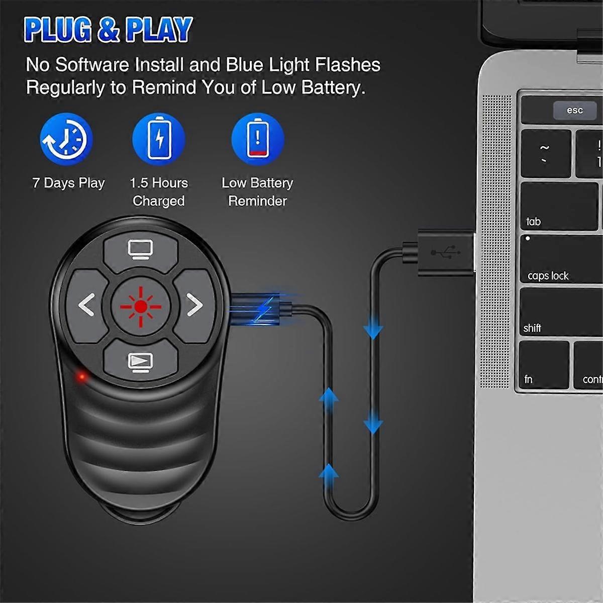 Rechargeable USB Type C Wireless Presentation Clicker, Finger Ring ...