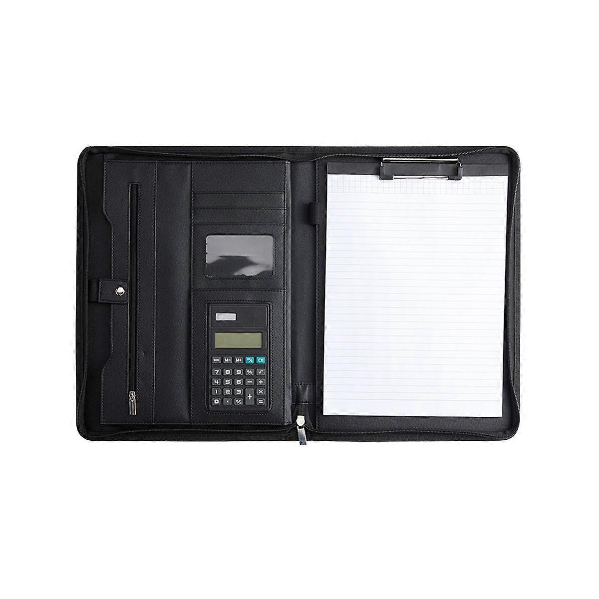 Leather Portfolio Folder with Zipper for Women/Men, Business Padfolio ...