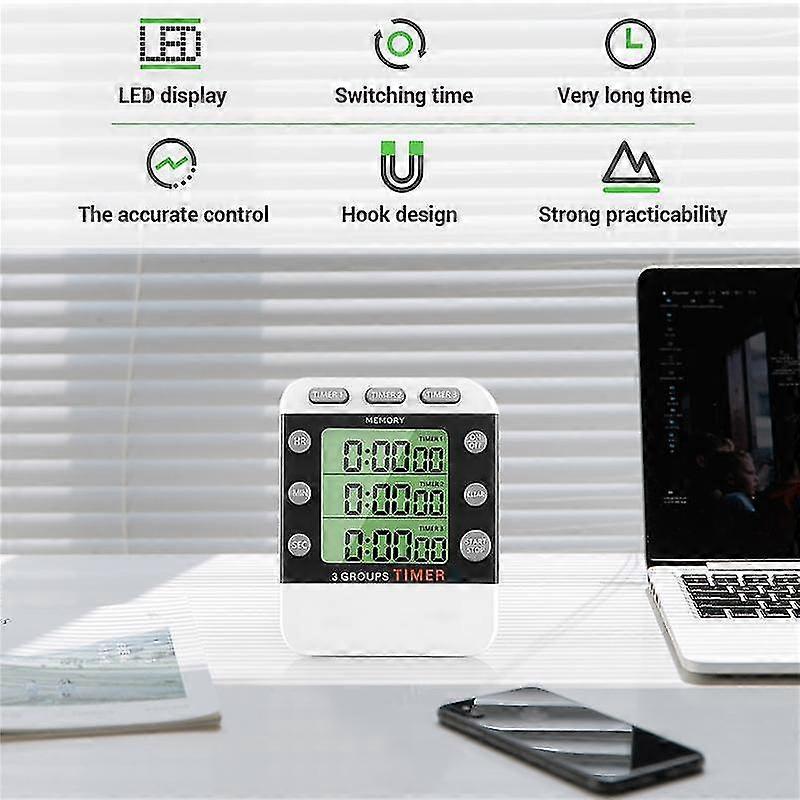 Digital Dual Kitchen Timer, 3 Channels Count UP/Down Timer, Triple ...