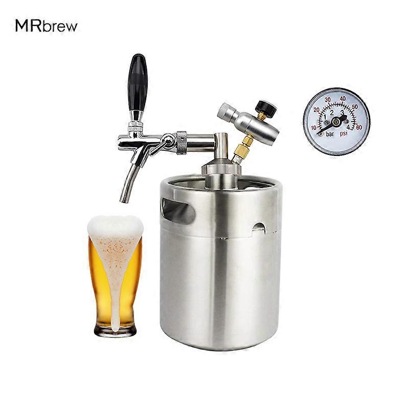 Mini Keg Growler Kit (5L Beer Keg & Adjustable Beer Faucet & 60psi Co2 ...