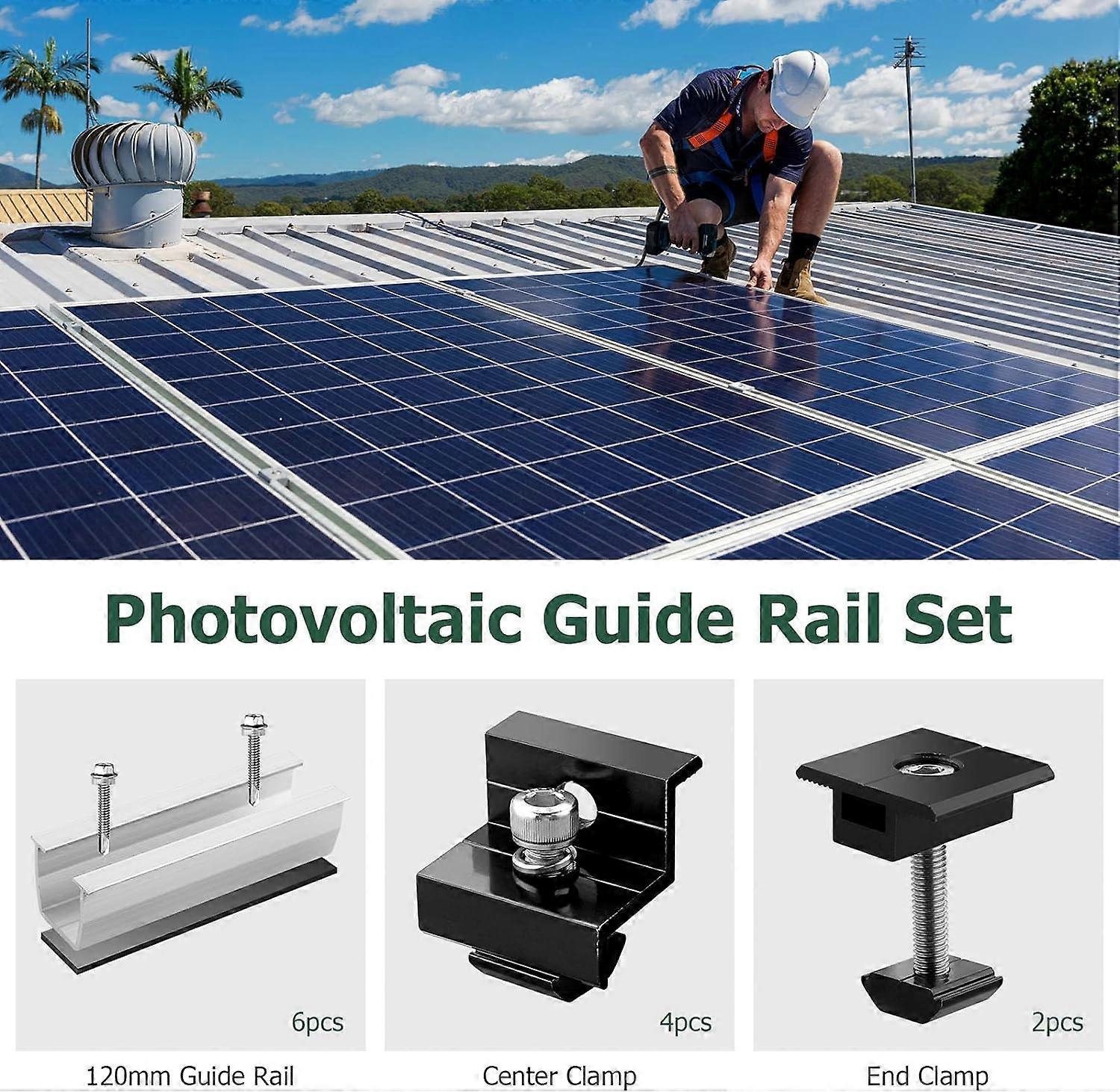Solar Panel Mounting Kit, 120mm Aluminum Short Rod Mounting Set, Middle ...
