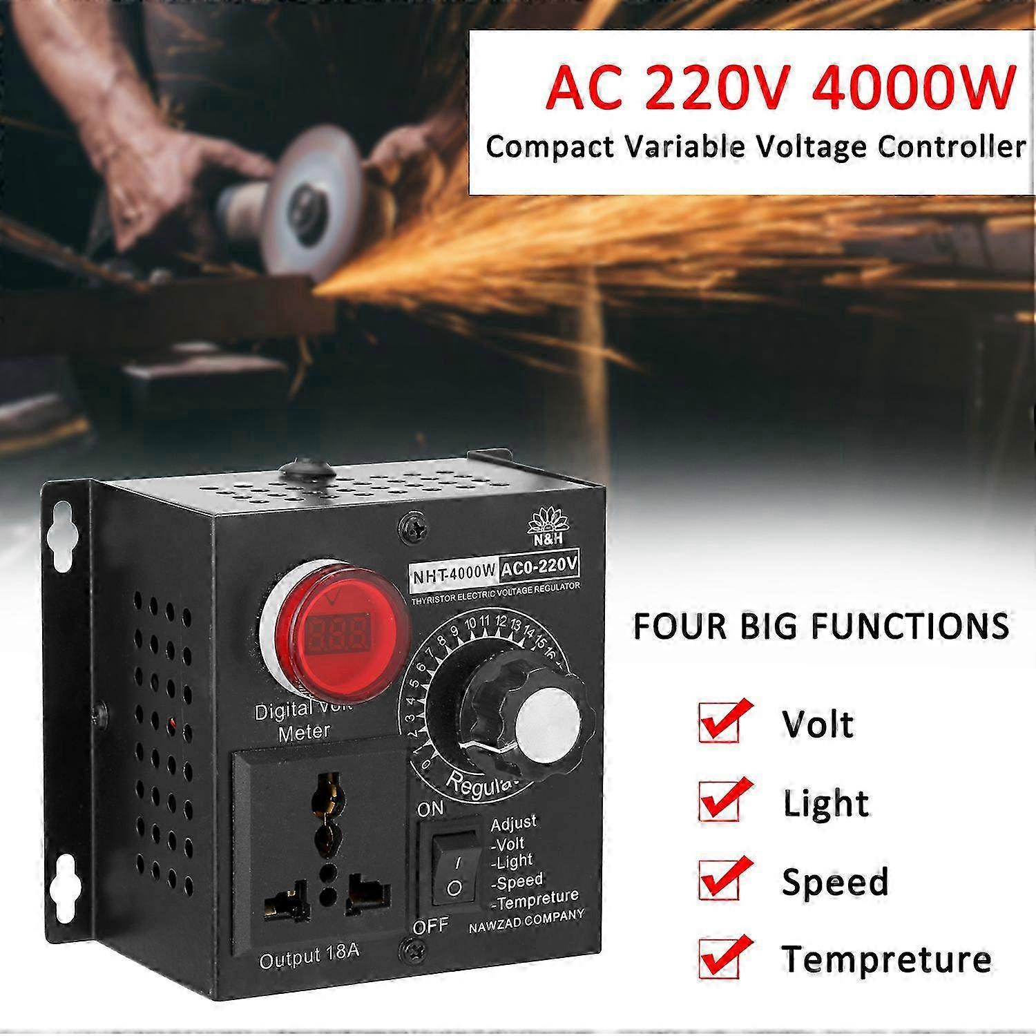 AC 220V 4000W Compact Variable Voltage Controller Portable Speed ...