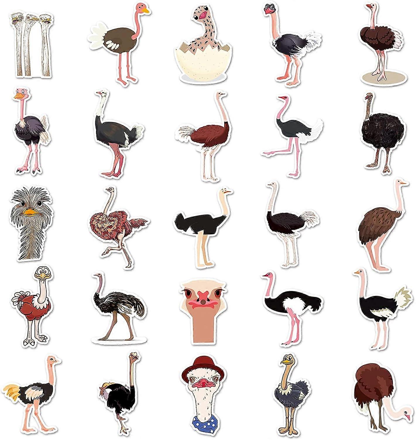 Djur Struts Klistermärken - 50 st Tecknad Vattentät Dekaler DIY för ...