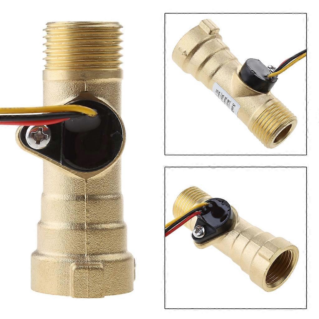 1/2" Brass Water Flow Sensor 2.0MPa Hall Sensor Turbine Flowmeter DC5V-18V | Fruugo UK