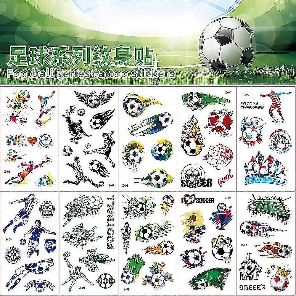 10 Sheets Body Temporary Tattoos Kids Soccer Ball Tattoos Sticker ...