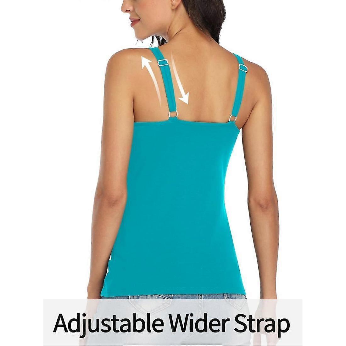 Charmleaks Women's Cotton Tank Top with Shelf Bra Adjustable Wider ...