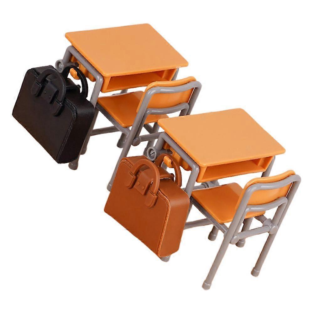 1 Set Miniature School Desk Chair Dollhouse School Bag Model Dollhouse ...