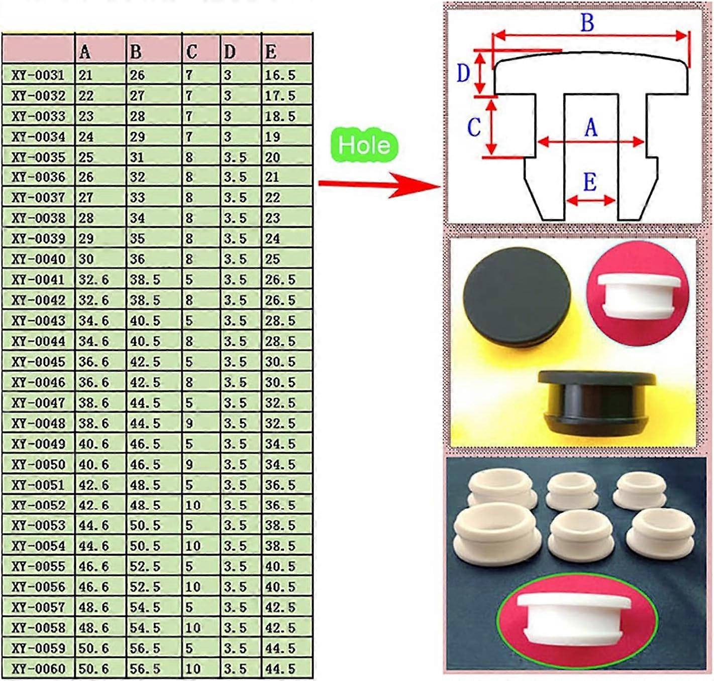 Rubber Cone Plug Stoppers Set of 5, Black Snap Seal T Plug Covers, 9mm ...