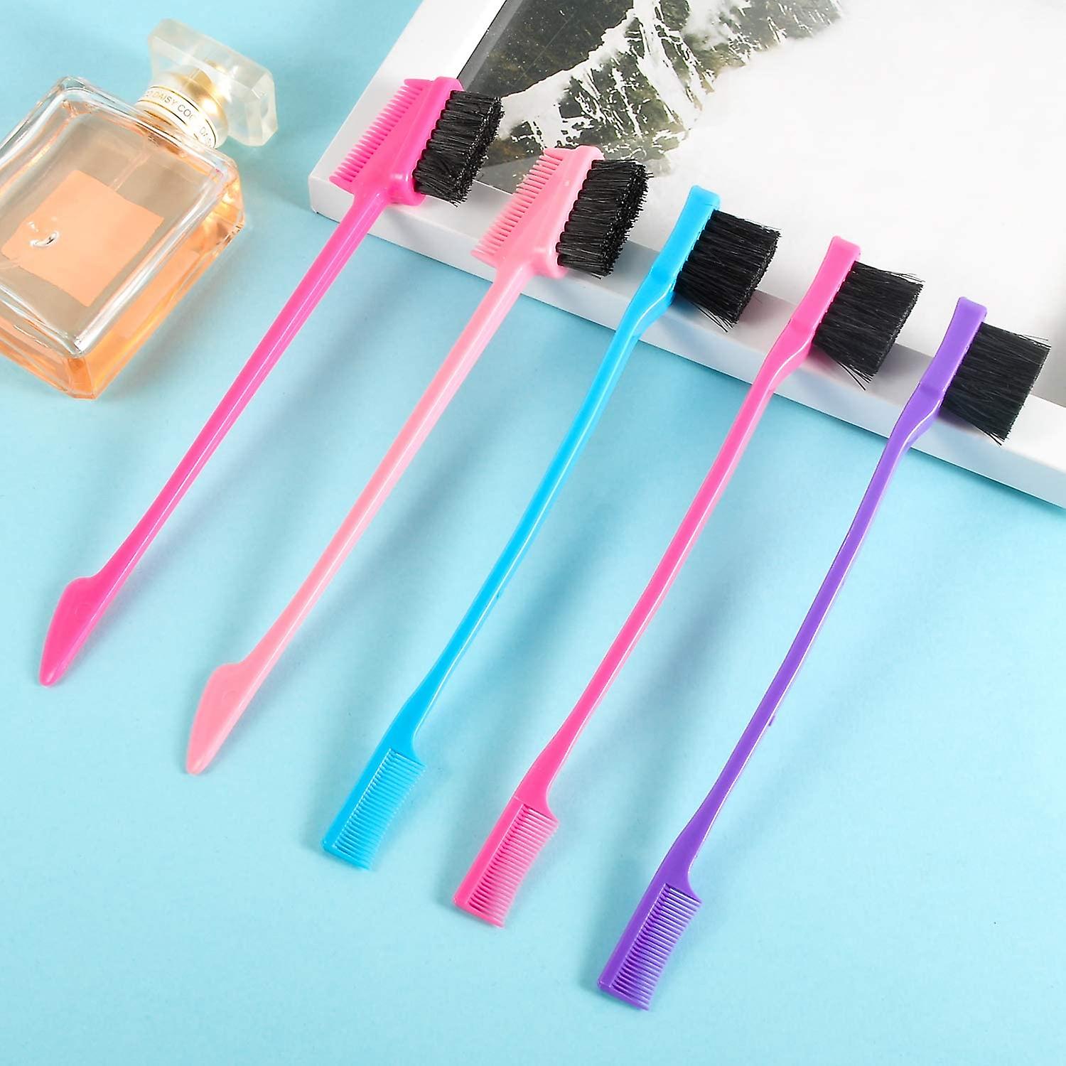 4 Pieces 3 In 1 Hair Edge Control Brush Comb Eyebrow Brush Double Sided ...