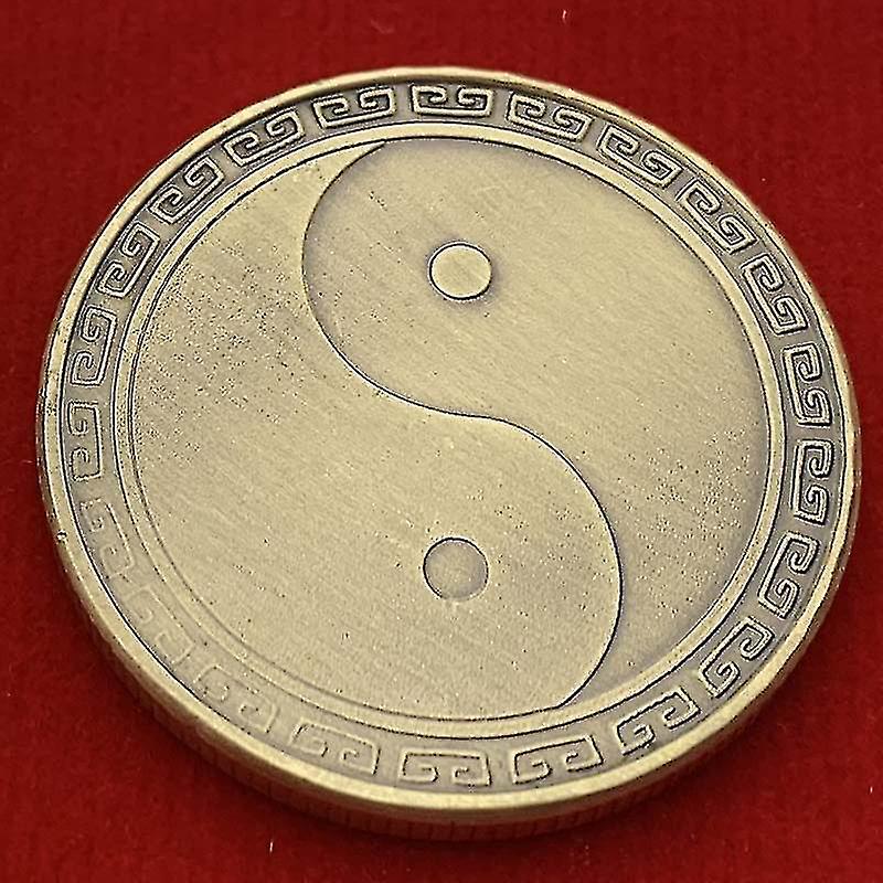 Chinese Dragon And Phoenix Bagua Green Bronze Medal Embossed Coin Badge ...