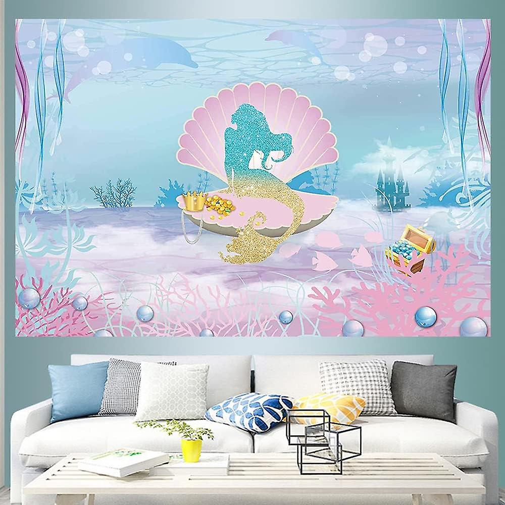 Under The Sea Mermaid Themd Backgroud Banner Mermaid Birthday Party ...