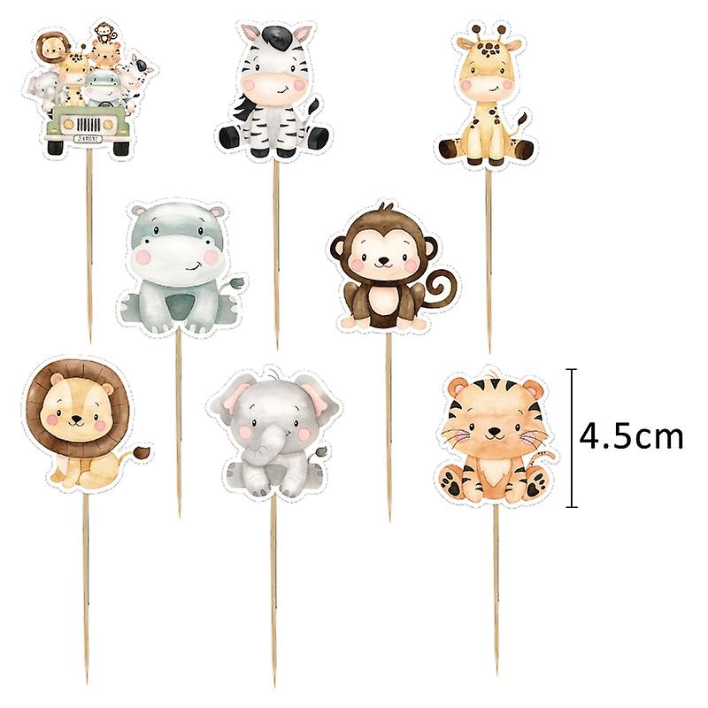 24pcs Carton Wild Animal Cake Toppers Multi Cupcake Topper For Kids ...