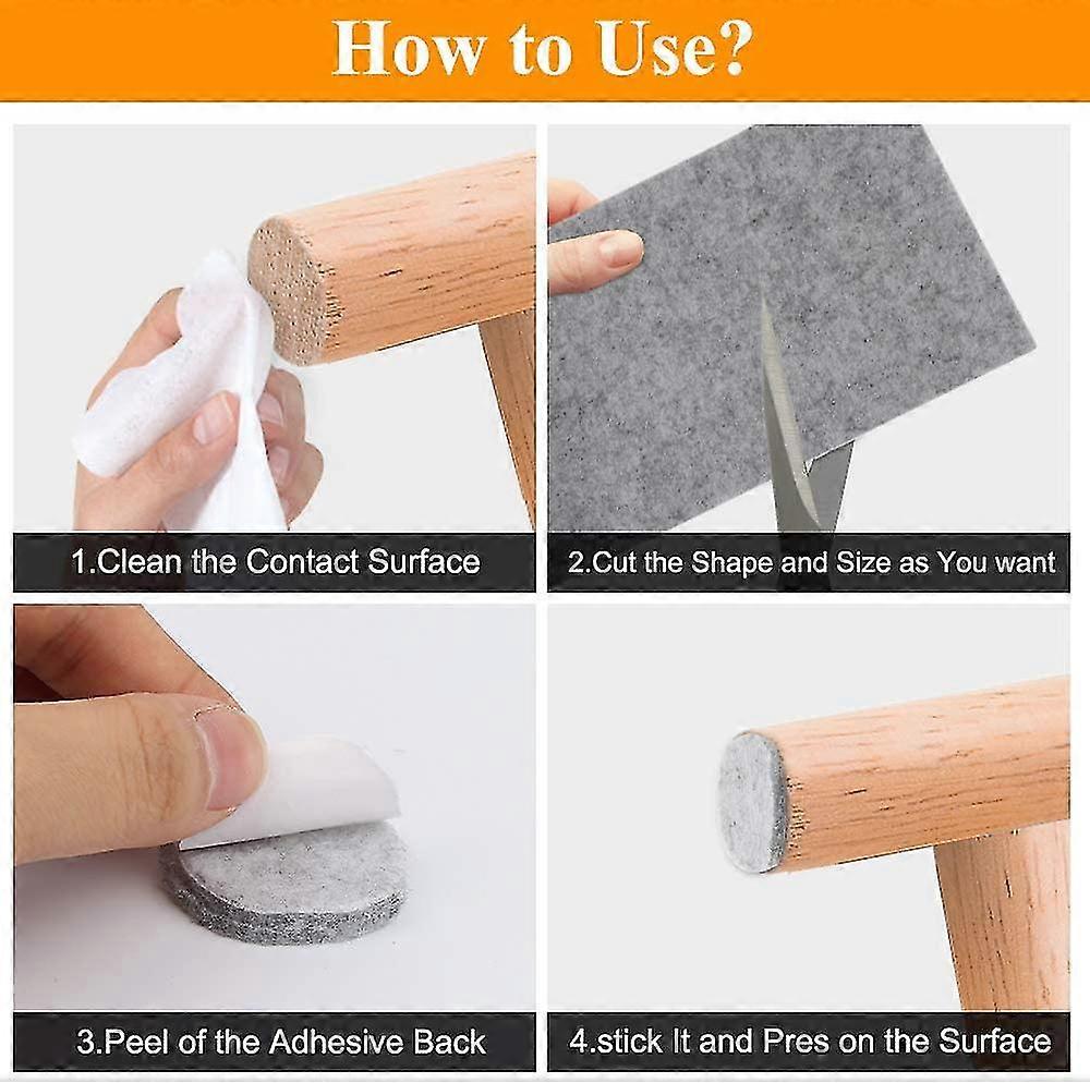 Self-adhesive Felt Glides, 2 Rolls Of Felt Tape, Gray (100 X 10 Cm ...