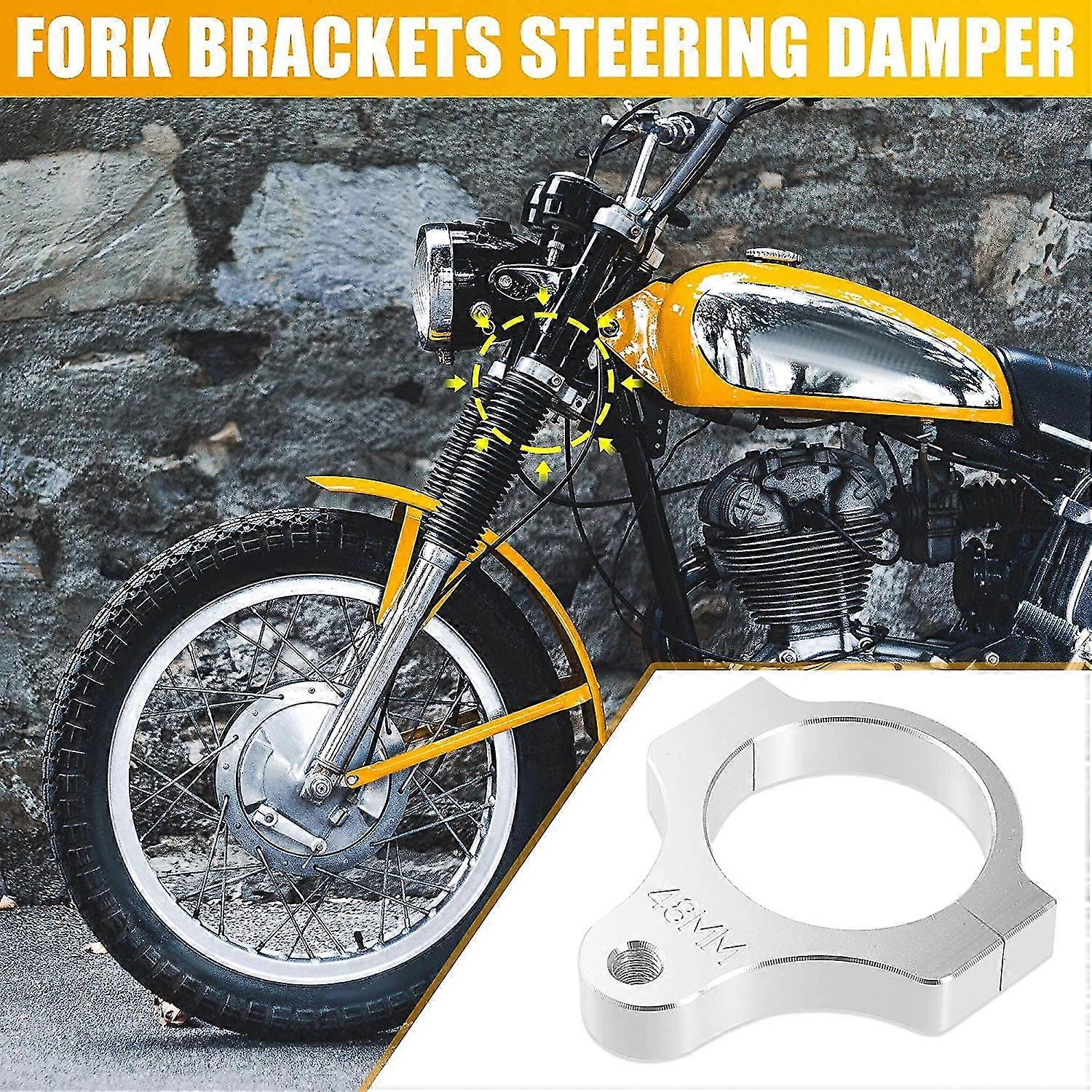 Fork Brackets Steering Damper Mounting Clamp Universal 48mmsilver1pcs ...