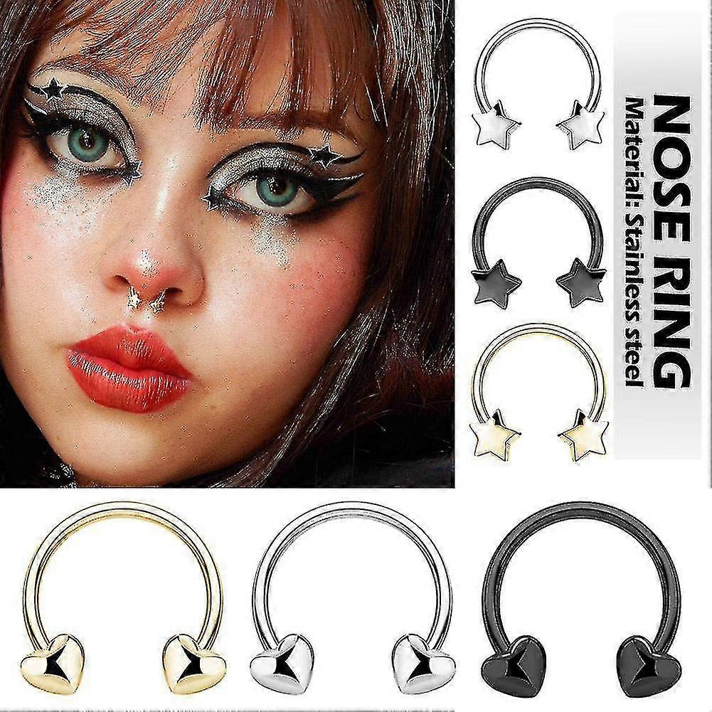 Stainless Steel Rings For Septum, Nose, Heart, Star, Stud, Earring ...
