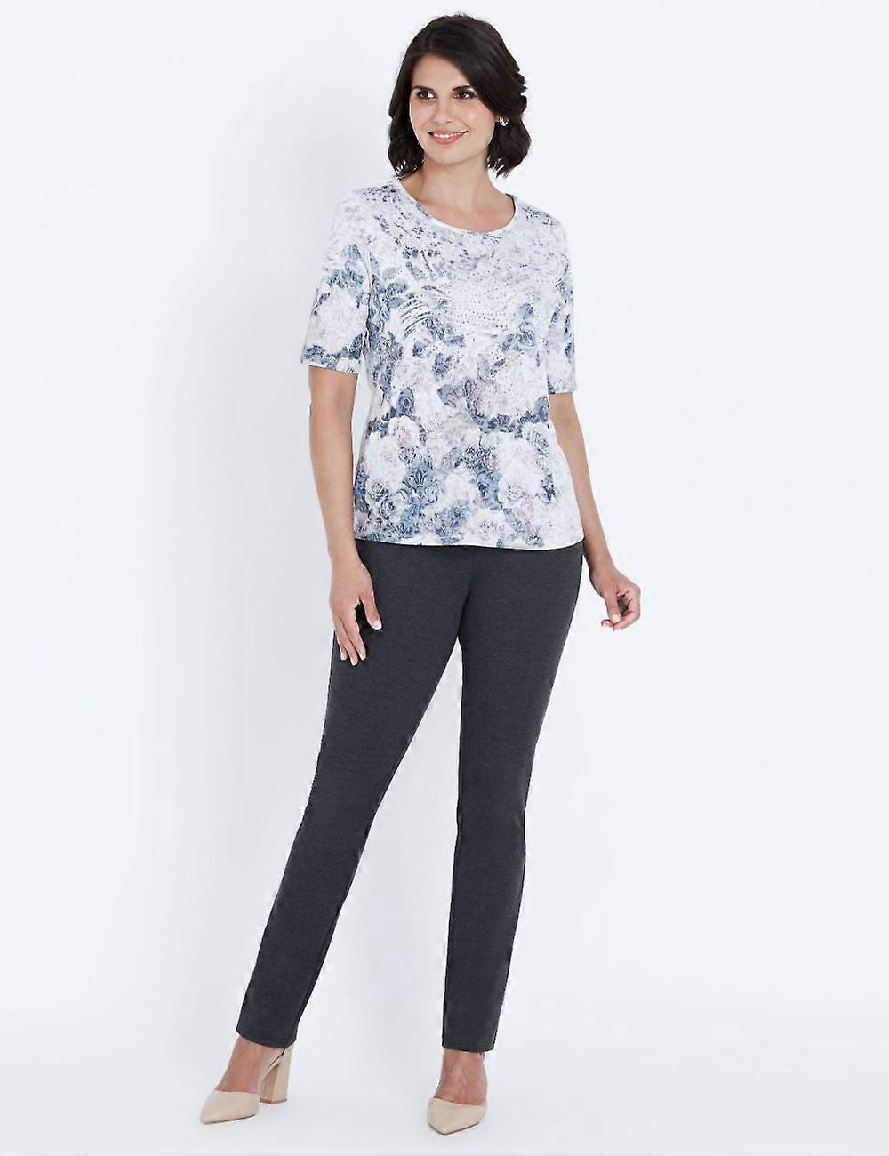 NONI B - Womens Summer Tops - Black Basic - Tie Dye - Office Wear - Work Clothes - White - Elbow ...