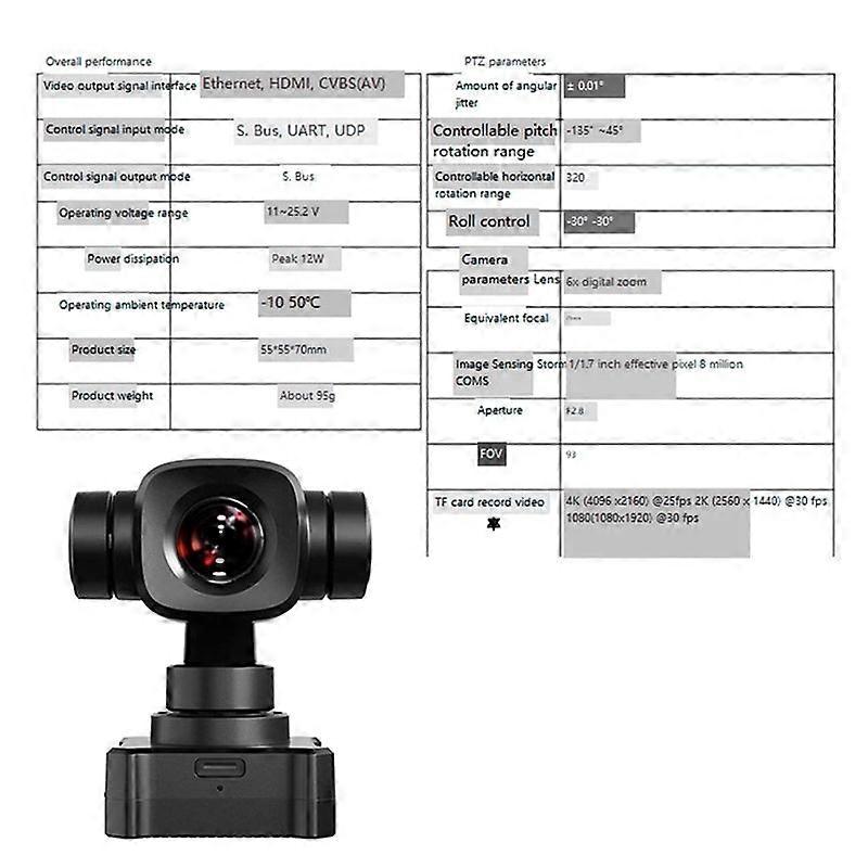 For Siyi A8 Mini 4k Ai 8mp 6x Digital Zoom Gimbal Camera Lightweight ...