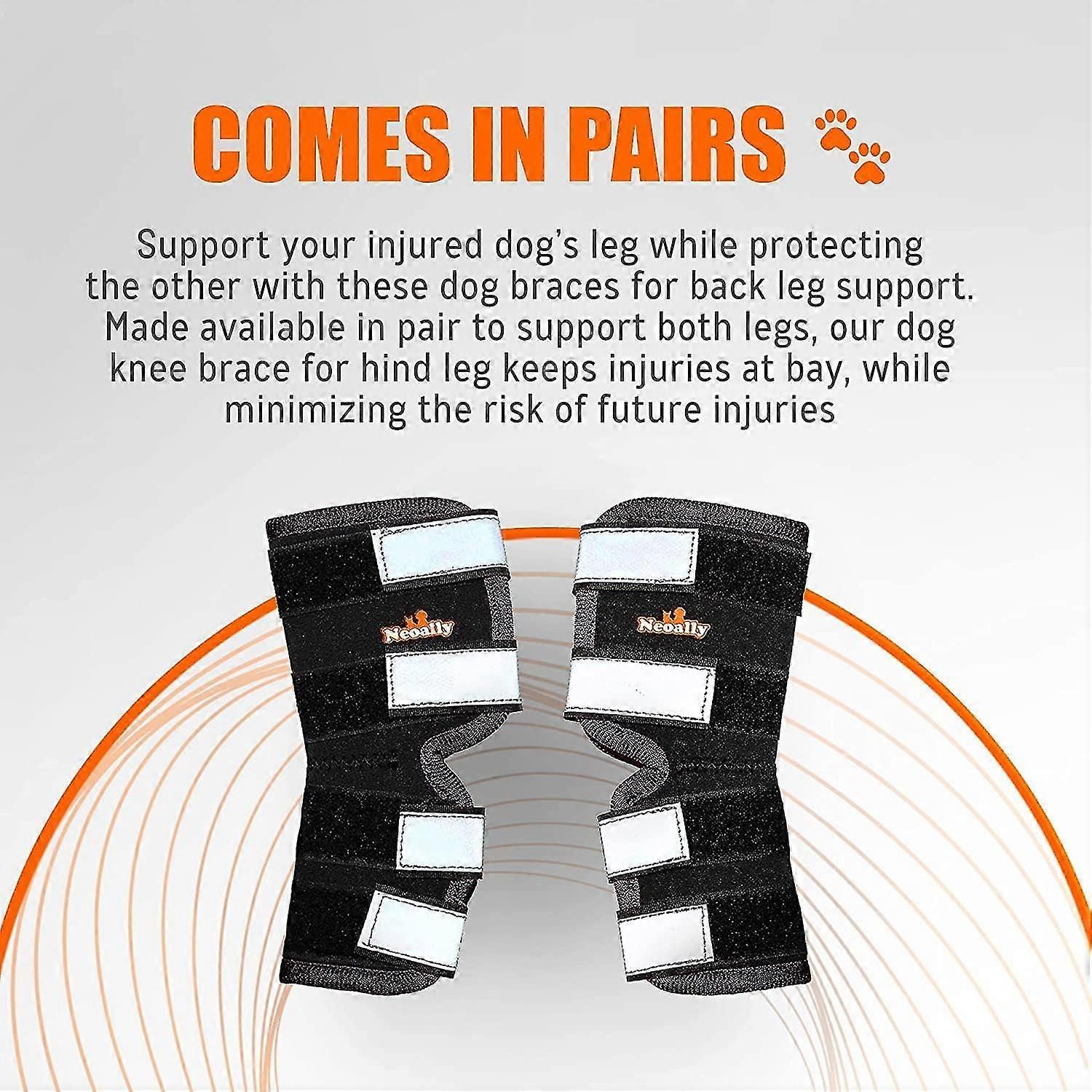 1 Pair Dog Rear Leg Brace Canine Rear Hock Joint Support With Safety ...